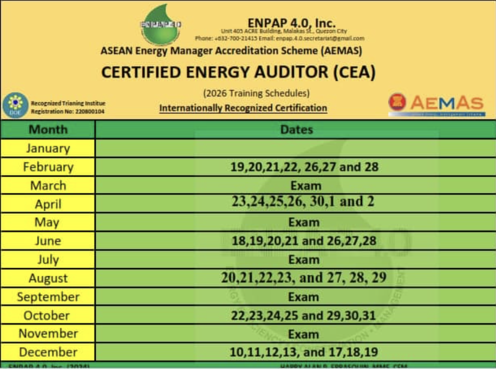 2025 CEA TRAINING CALENDAR | ENPAP 4.0